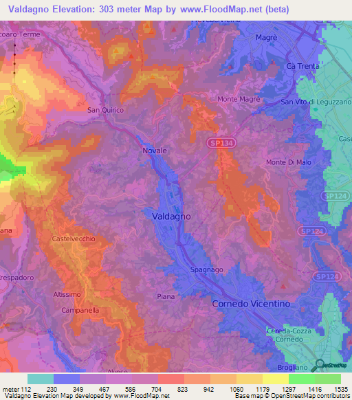 Elevation of Valdagno,Italy Elevation Map, Topography, Contour